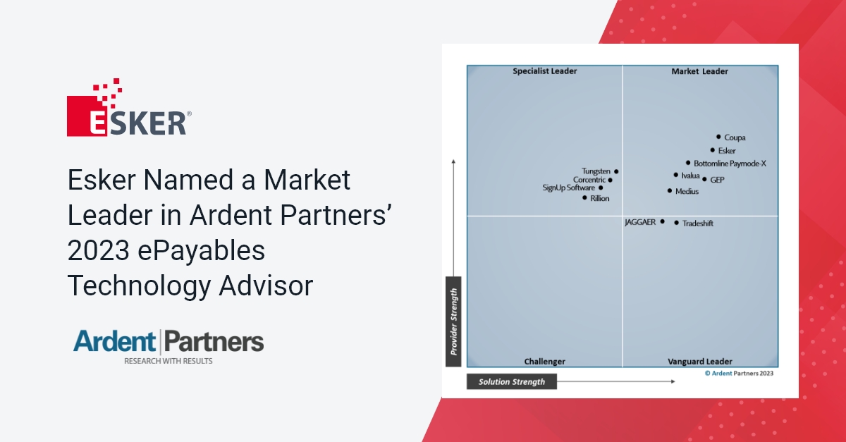 Esker Recognized as a Market Leader in Ardent Partners’ 2023 ePayables ...